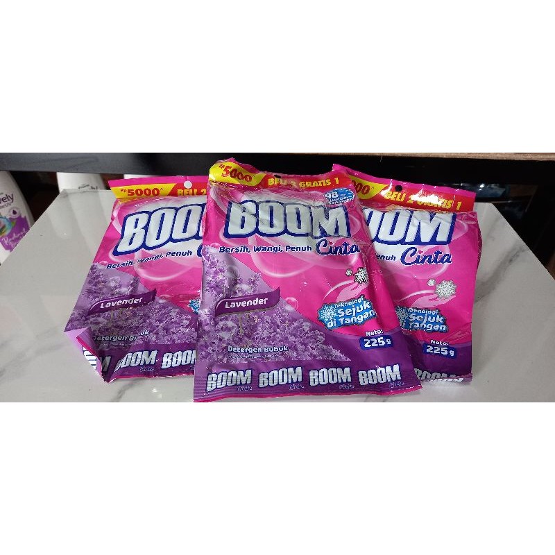 Jual detergen Boom cinta 225gr,, paket isi 3. Detergen bubuk boom 5rb ...