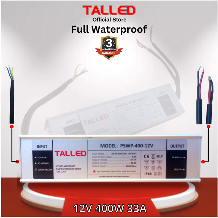 Jual Power Supply Adaptor Led Trafo Talled 12V 400W 33,3A Waterproof ...