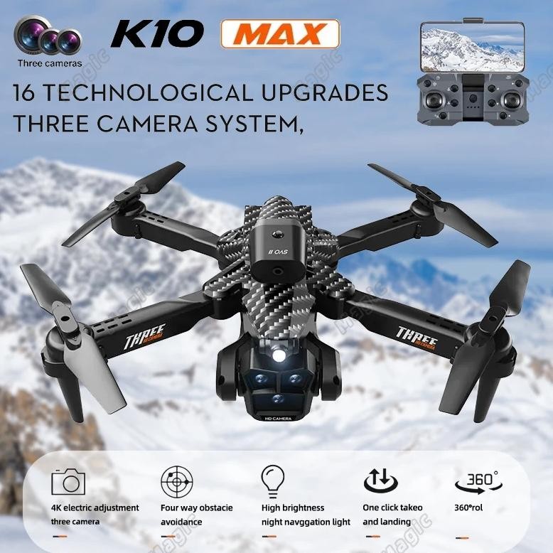 Jual new k10 max drone carbon fiber 8k high-definition three-camera ...