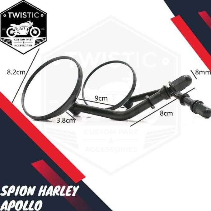 Jual Spion Apollo Motor Harley Retro Bulat Chopper Bobber Tracker ...