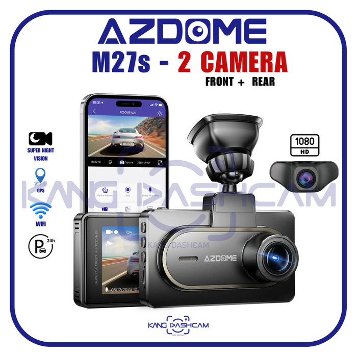 Jual Unik Azdome M27 2K Dual Camera Dash Cam Wifi Supercapacitor Gps ...