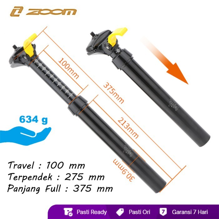 Jual ZOOM Hydraulic Seat Post Dropper Seatpost Hidrolis Tiang Saddle ...