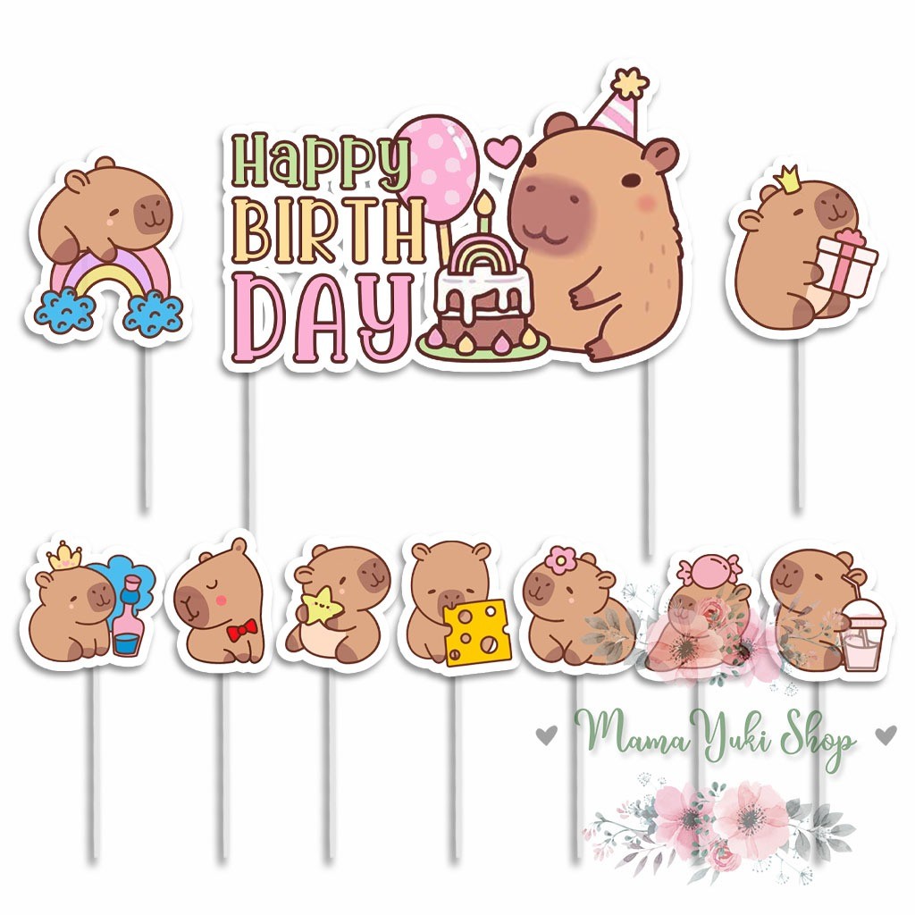 Jual Topper Cake Hiasan Kue Ulang Tahun Anak motif CAPYBARA | Shopee ...