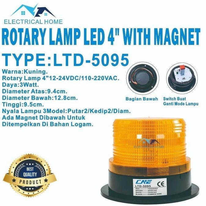 Jual ori - rotary lamp n-5095 led 4" kuning 12vdc/24vdc with magnet ...