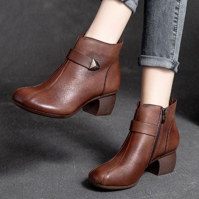 Jual Jual Korea Cantik Kulit Asli Sepatu Martin Boots Wanita Cewek Pdh ...