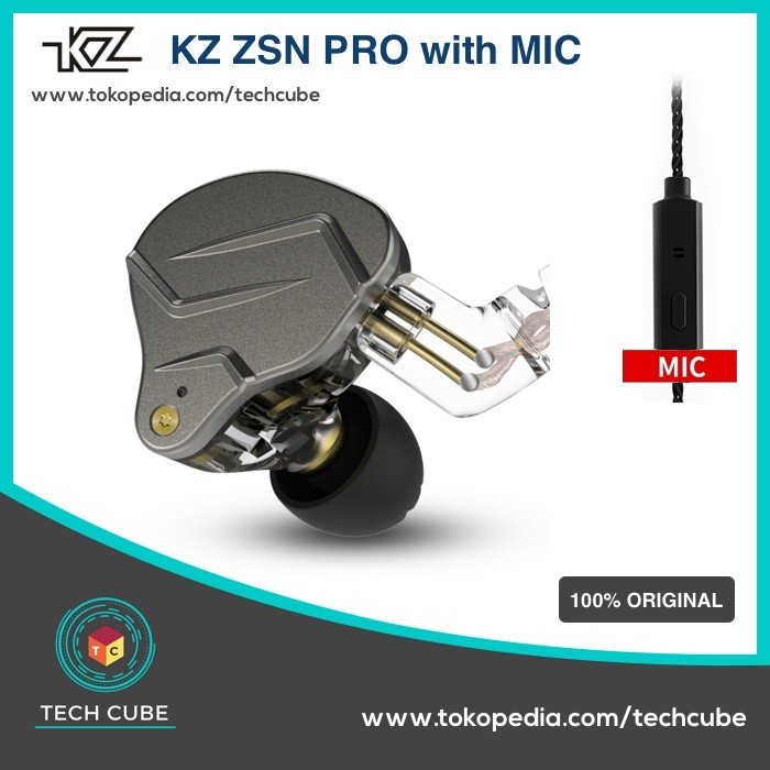 Jual [Original] Kz Zsn Pro With Mic Hybrid Hifi Bass Ear Earphone ...