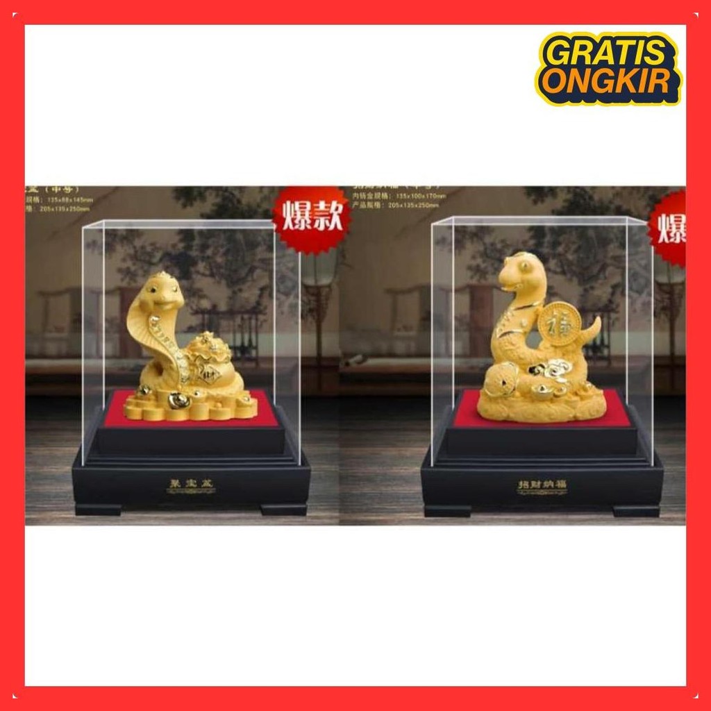 Jual Patung Ular Emas 2025 Komplit Set Box Gift Set Kado Imlek Premium ...