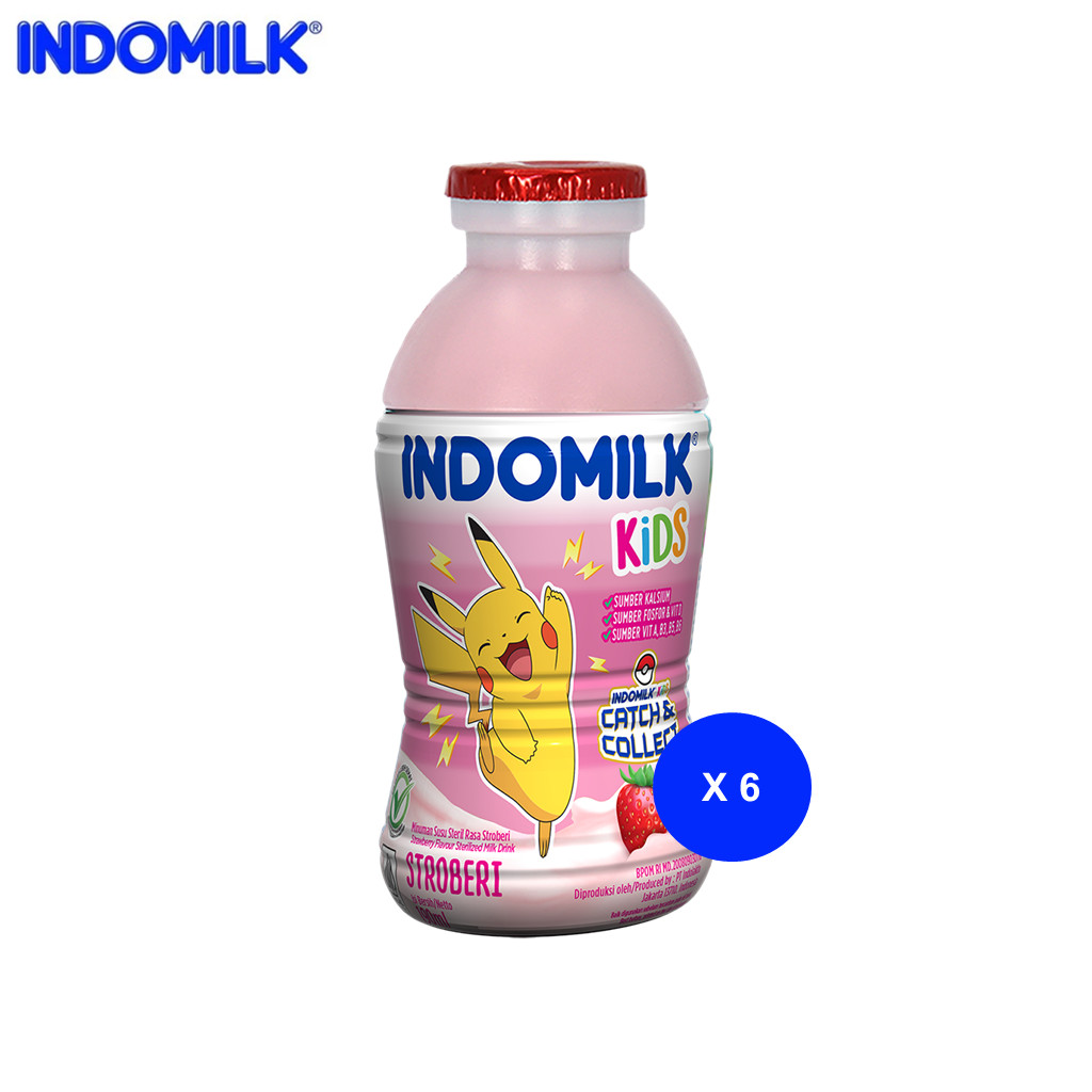 Jual Indomilk Strawberry Botol 190ml Edisi Pokemon x6 | Shopee Indonesia