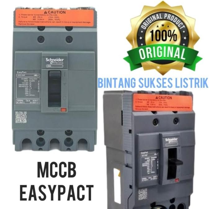 Jual Original Schneider Mccb Easypact Ezc100B 7.5Ka 3P 15A 20A 25A 30A 40A 50A 60A Breaker 3 ...