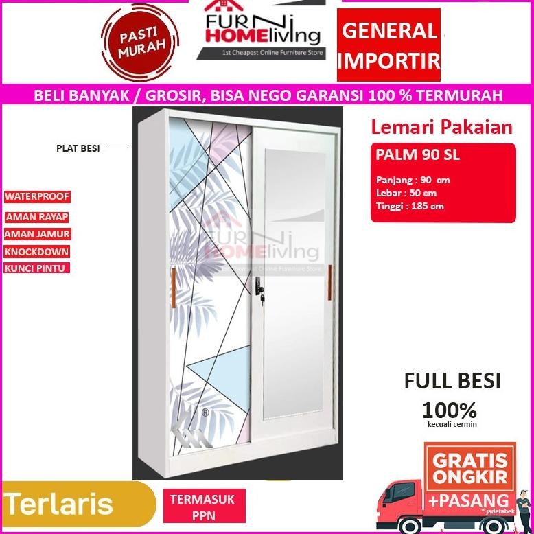 Jual Lemari Pakaian Besi Sliding 2 Pintu Anti Air Rayap Jamur VECTOR 90 | Shopee Indonesia