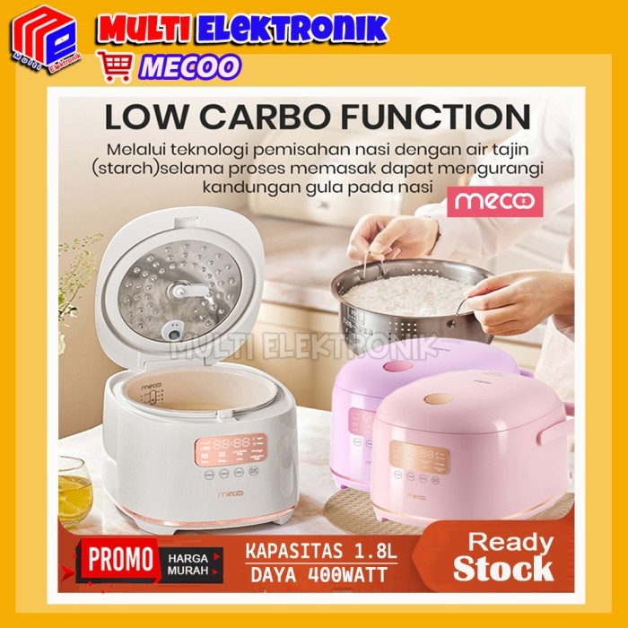 Jual Mecoo Aesthetic Rice Cooker Digital Low Carbo Kapasitas 1.8L Low ...