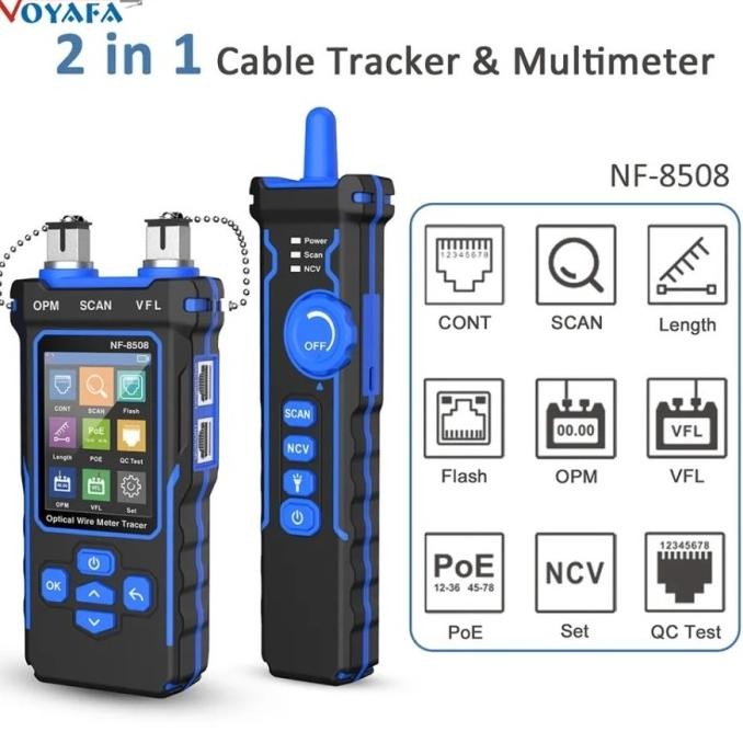 Jual NOYAFA NF-8508 , LAN TESTER OPTICAL FIBER OPTIK SFP OPM VFL POE ...