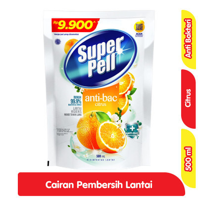 Jual Super Pell Cairan Pembersih Lantai Citrus Refill 500 ml | Shopee ...