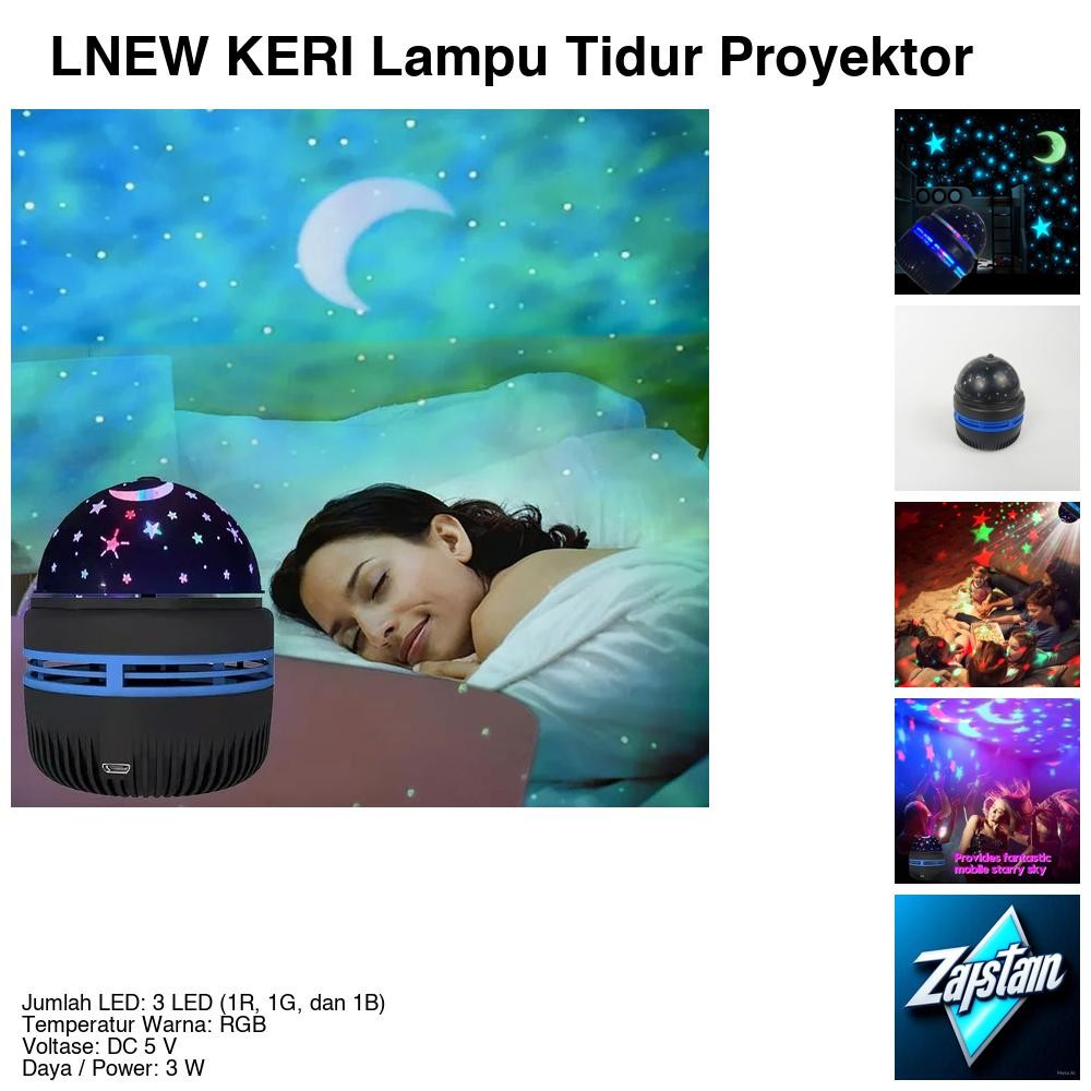 Jual LNEW KERI Lampu Tidur Proyektor LED RGB Moon Night Light Star 5V ...