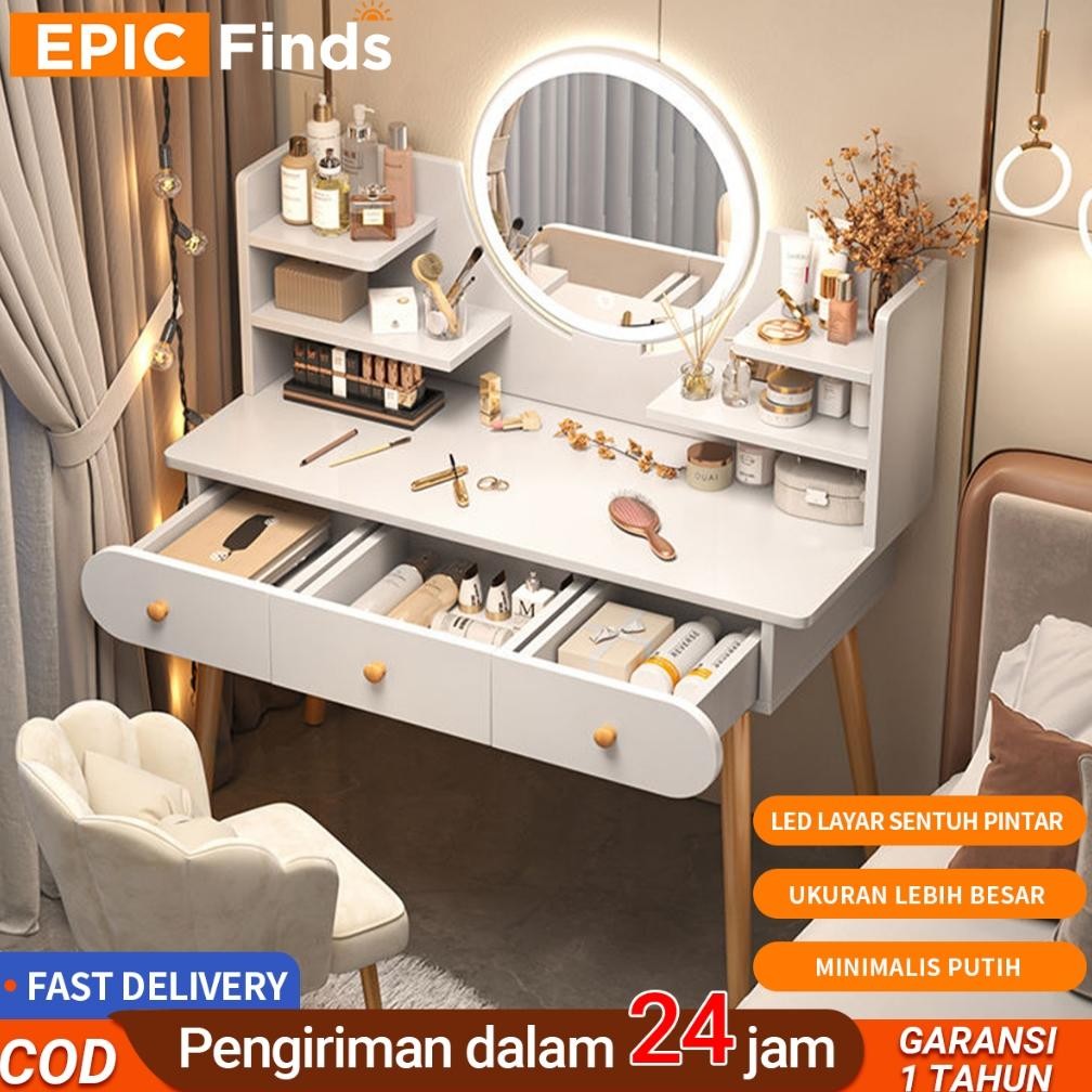 Jual Meja Rias Putih Panjang 80-100cm /Meja Rias Minimalis/meja rias ...