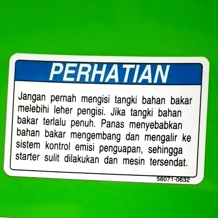 Jual Label Warning Evapo Perhatian Mengisi Bahan Bakar Kawasaki Zx6R ...