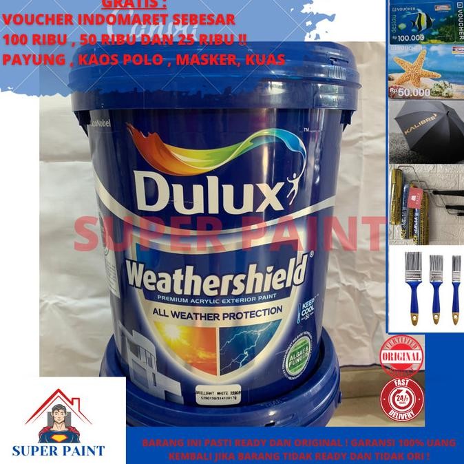 Jual CAT TEMBOK LUAR DULUX WEATHERSHIELD PRO BRILLIANT WHITE/ PUTIH 20L ...