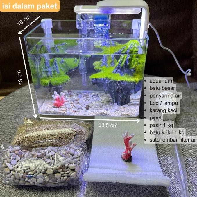 Jual Sunxin Akuarium Ikan Mini 230 Tangki Ikan Mini Dengan Filter Dan ...