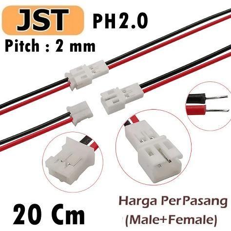 Jual @@@@] Socket JST PH2.0 2P Male Female PH 2.0mm 2 Jalur Kabel Plug Jack 20cm | Shopee Indonesia