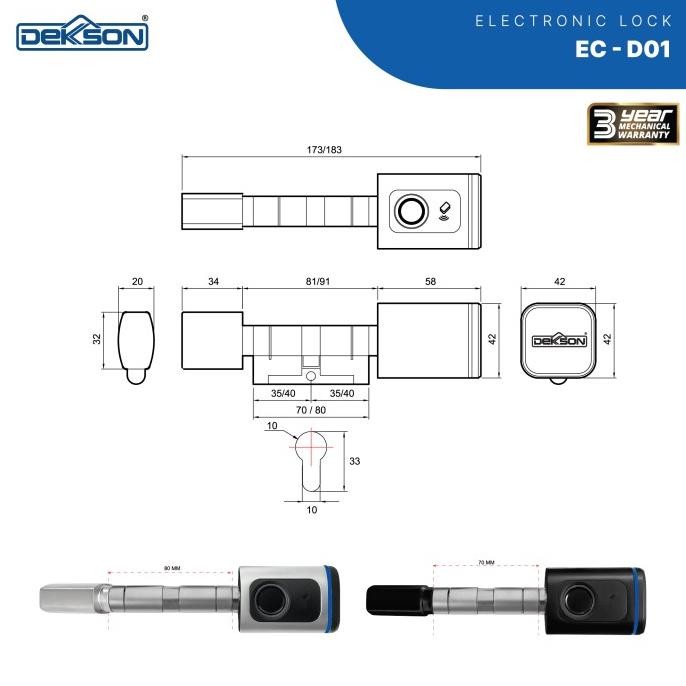 Jual Dekkson Smart Home Cylinder Silinder Kunci Pintu Door Lock EC D01 ...