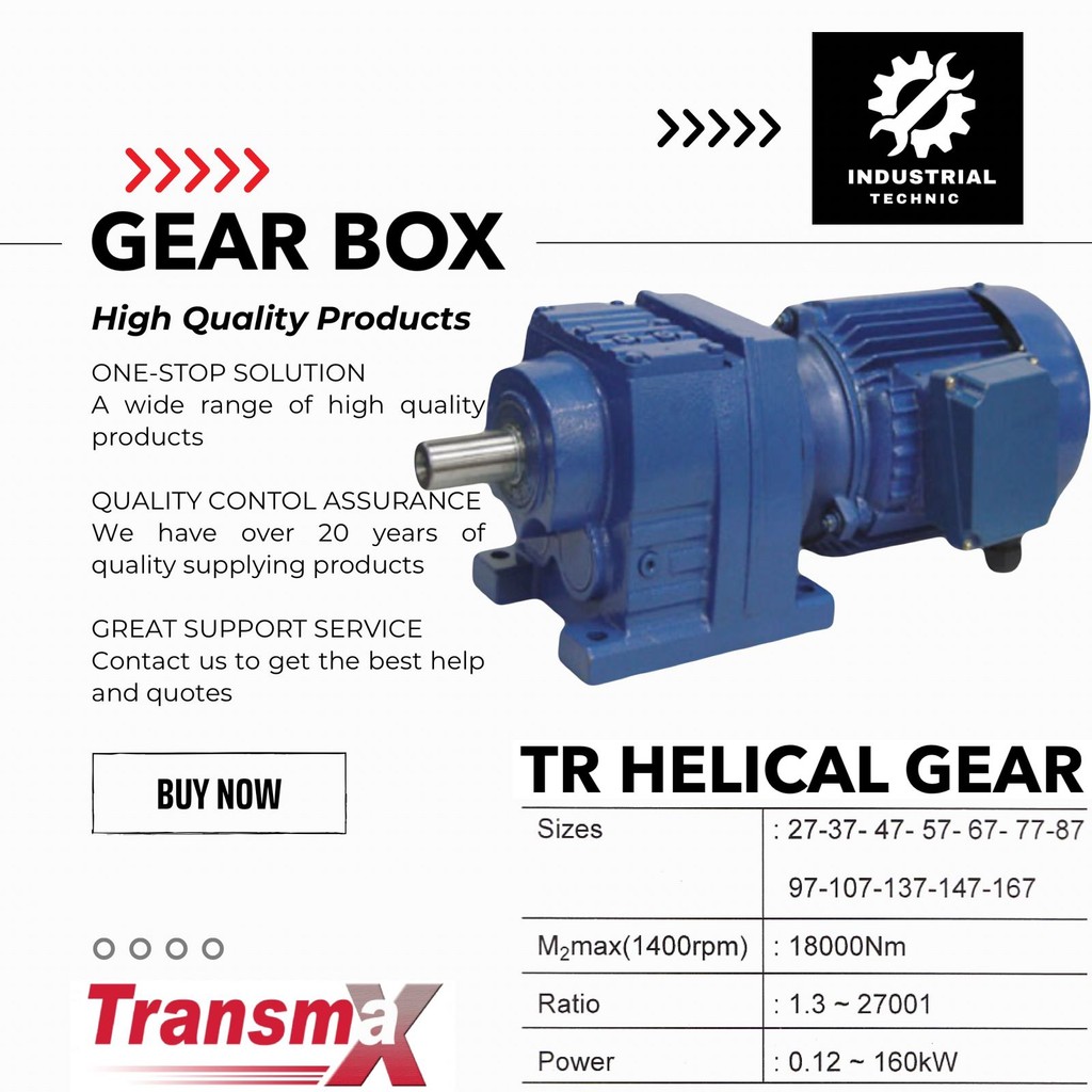 Jual HELICAL GEAR MOTOR TRANSMAX TR 107 YDA132M4 7.50KW / 10HP GEAR BOX ...