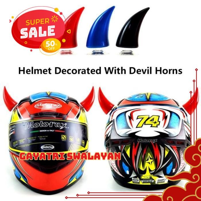 Jual BESAR HELMET DEVIL DEKORASI AKSESORIS TANDUK HELM BESAR HELMET ...