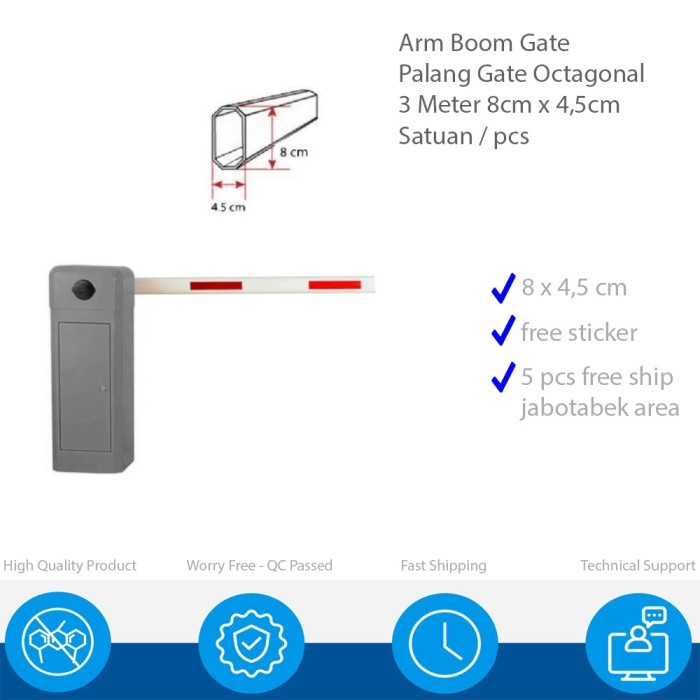 Jual Boom Gate Palang Parkir Barrier Gate arm 3 meter satuan | Shopee ...