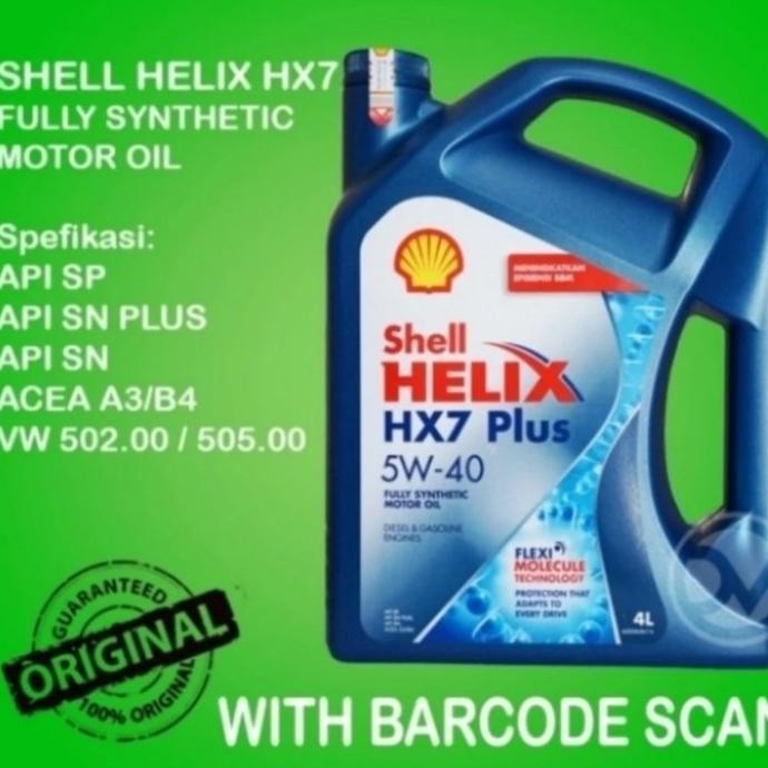 Jual Shell Helix HX7 5W-40 Full Syhintetic Original Scane Barcode 4L ...