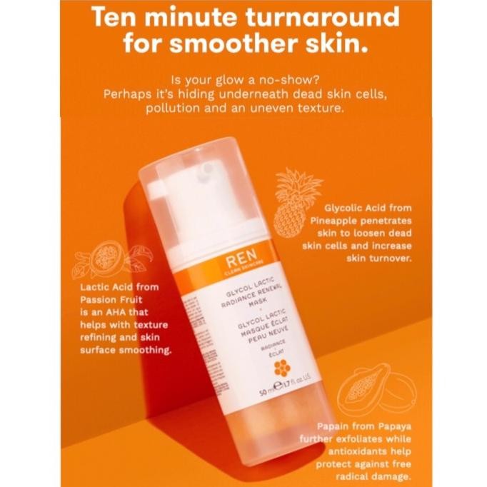 Jual REN Clean Skincare Glycolic Radiance Mask Tartaric Lactic Citric ...