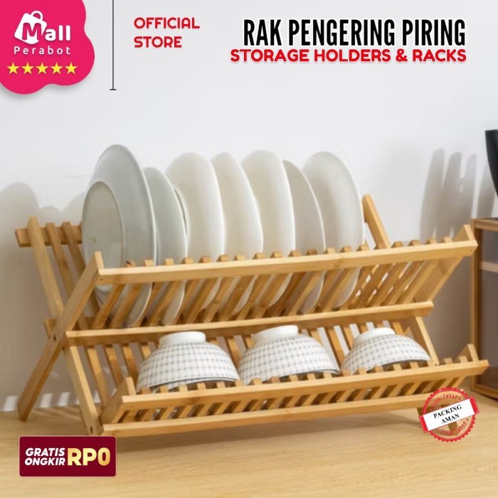 Jual Mall Perabot Rak Pengering Piring Bambu Foldable Dish Rack ...