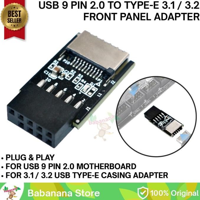 Jual 9 Pin USB 2.0 to Type-E 3.2 Type-C 3.1 Adapter Converter ...