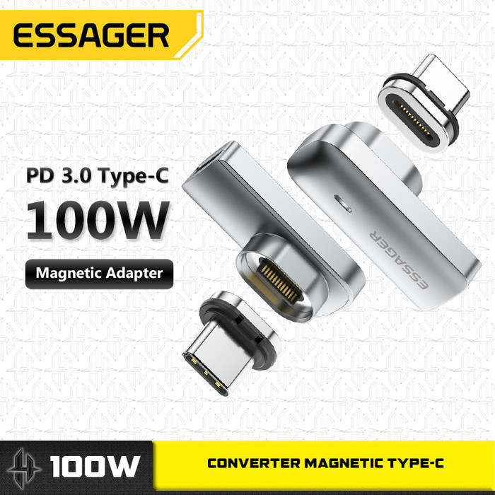 Jual ESSAGER Converter Edge Elbow Magnetic Adapter PD USB3.2 Type-C ...