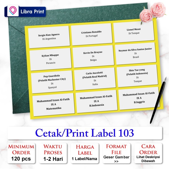 Jual Cetak Stiker Label 103 Label Nama Undangan Motif | Shopee Indonesia