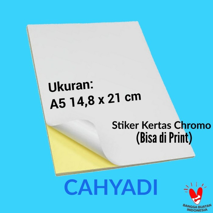 Jual Kertas Sticker Label Chromo ( Glossy ) A5 Ukuran 14,8 x 21 cm ...