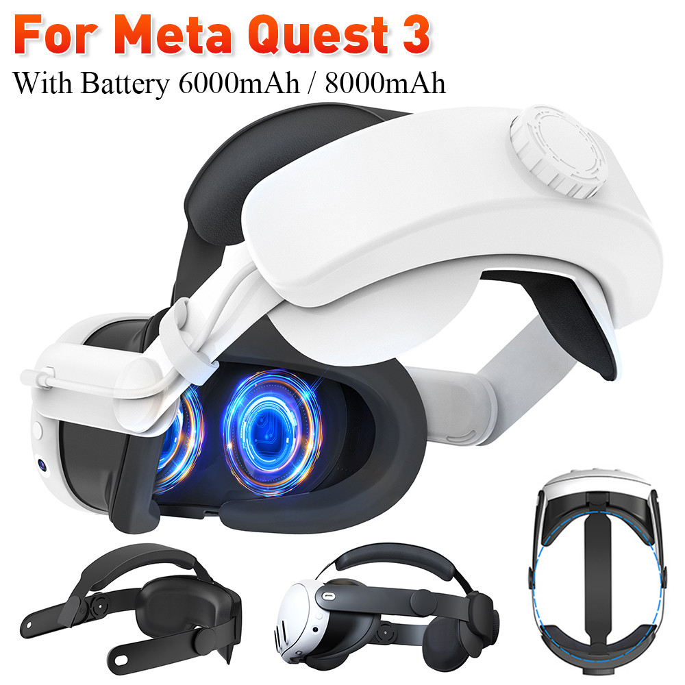 Jual For Meta Quest 3 Head Strap 6000mAh Battery Extended Gaming ...