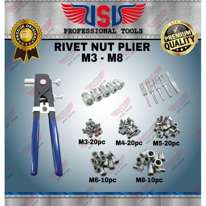 Jual Vsv Tang Rivet Nut Set Rivet Nut Setter Riveter M3-M8 Riveting ...