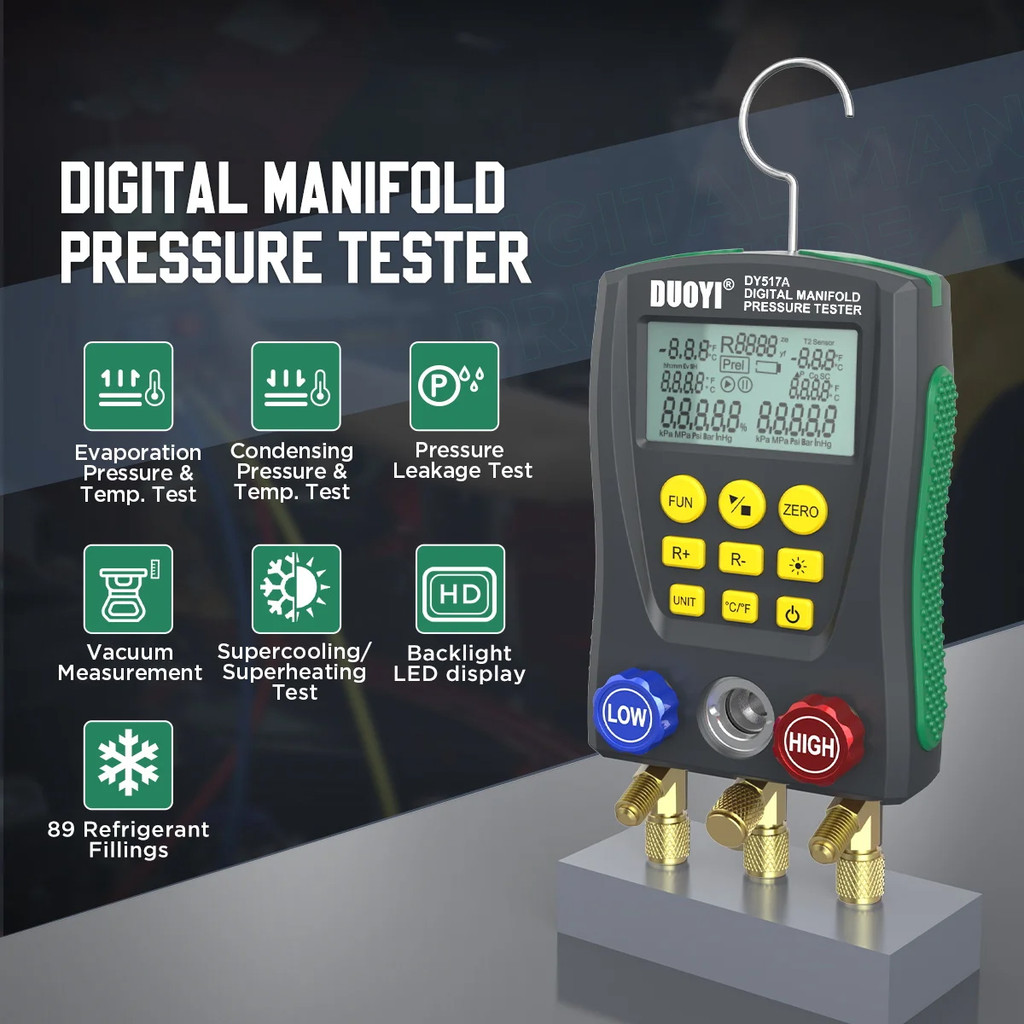 Jual Refrigeration Digital Manifold Gauge Meter HVAC Vacuum Pressure ...