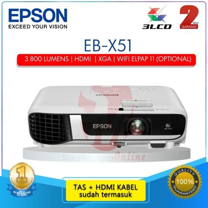 Jual Projector Epson EB X51 XGA 3LCD 3800 LUMENS HDMI Wireless (Optional) | Shopee Indonesia