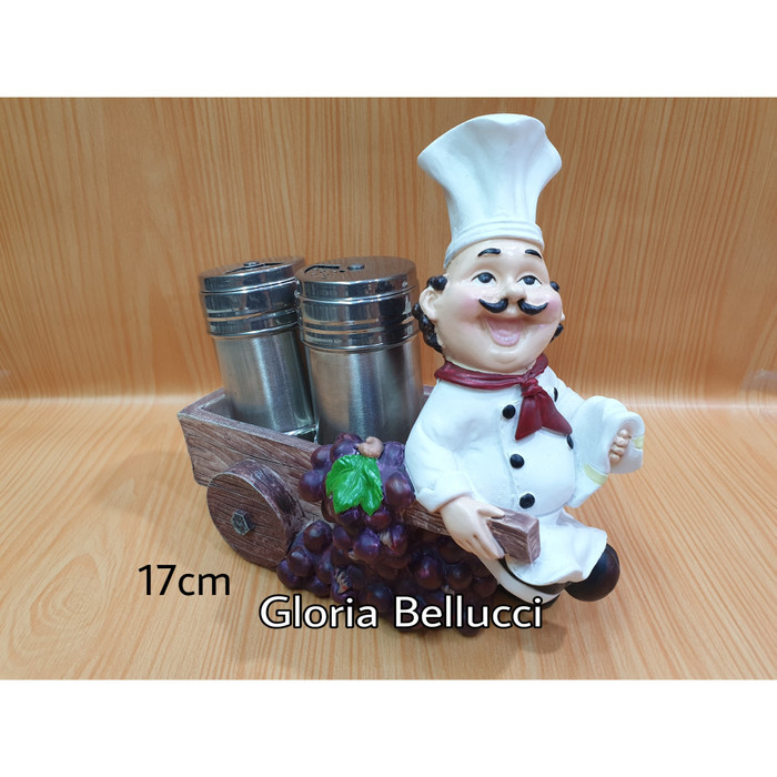 Jual patung pajangan koki gerobak tempat merica garam chef 1 | Shopee ...