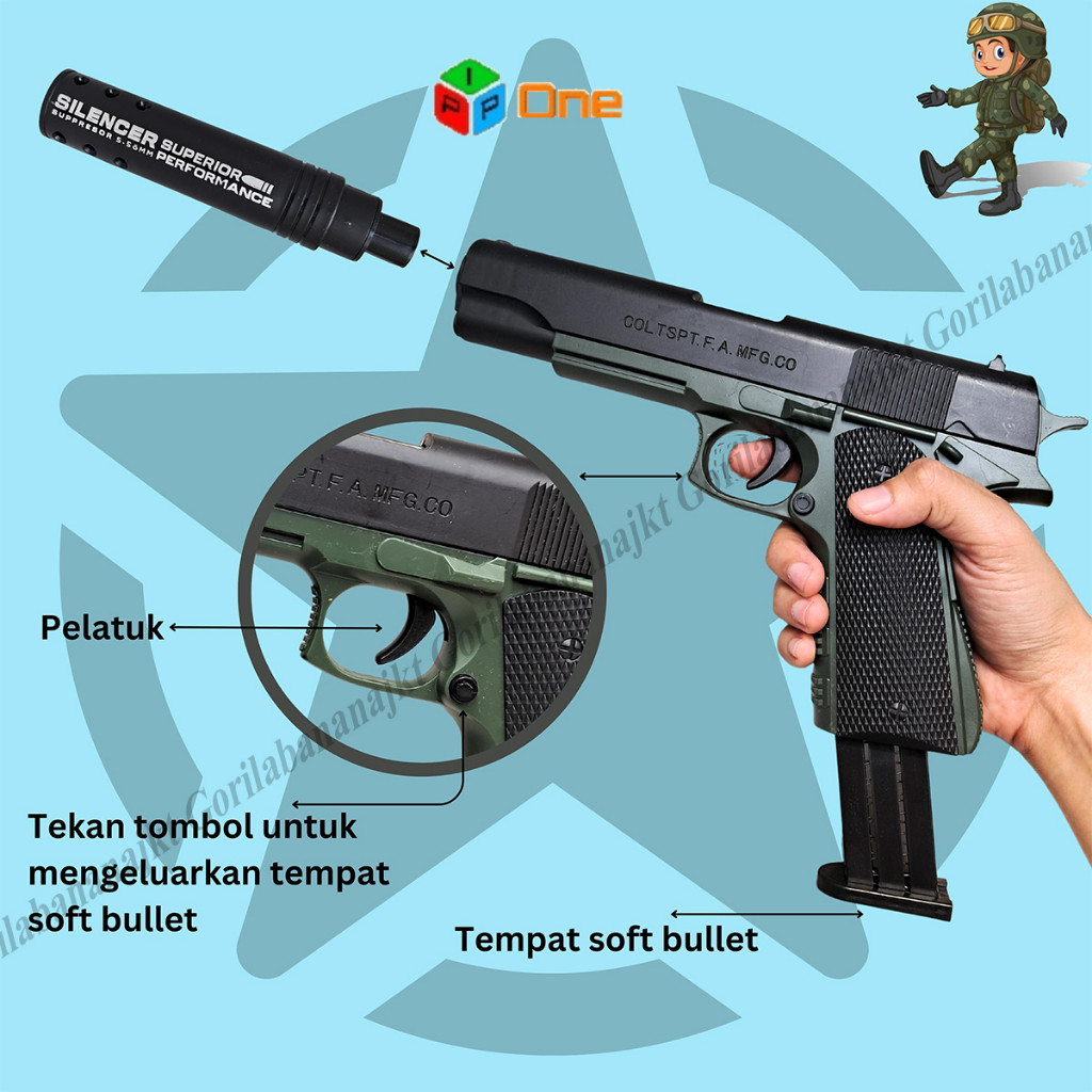Jual Mainan Anak Handgun colt peluru busa tembak tembakanSoftgun ...