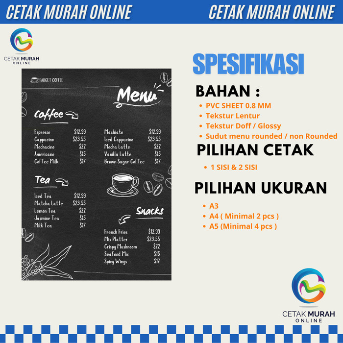 Jual Cetak Papan Menu Restaurant (Pvc Board) | Shopee Indonesia