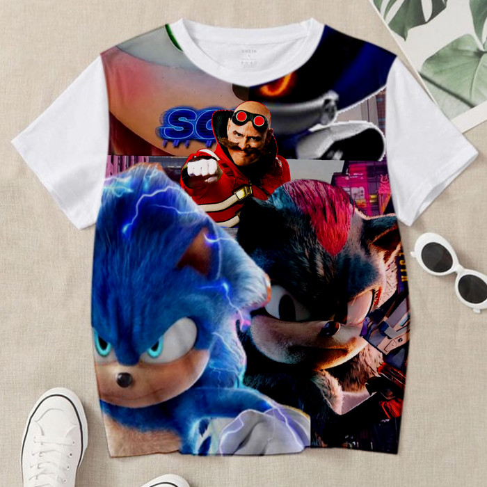 Jual Baju Anak Putih Sonic The Hegdog Film Kartun 3D P5 Kaos Lucu Imut ...