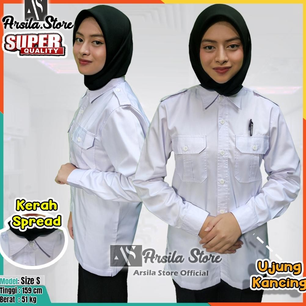 Jual At43 BAJU KEMEJA SERAGAM PUTIH PNS / ASN / PEMDA / PILOT / PDH ...