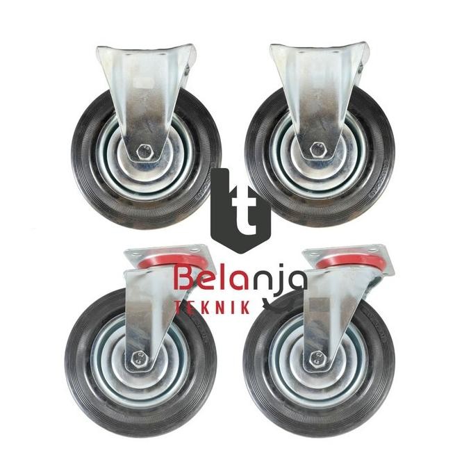 Jual Roda Caster 4" Inch Karet Hidup Dan Mati Dijual Set Roda Gerobak 4 ...