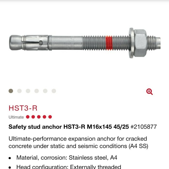 Jual HILTI DYNABOLT DINABOLT TRUBOLT HST-R M16 X 140MM | Shopee Indonesia