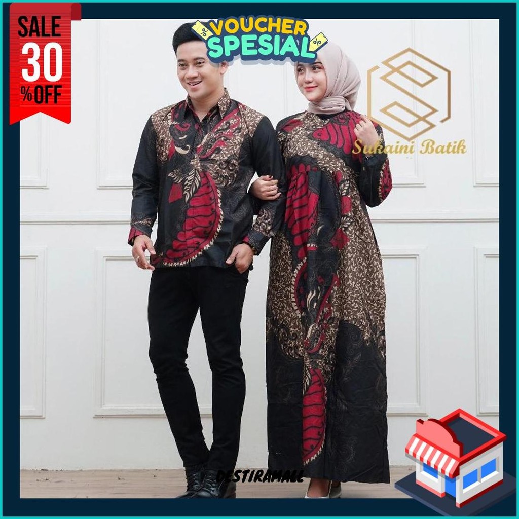 Jual Harga Paket Sepasang Couple Batik Keluarga Gamis Dan Kemeja Lengan ...