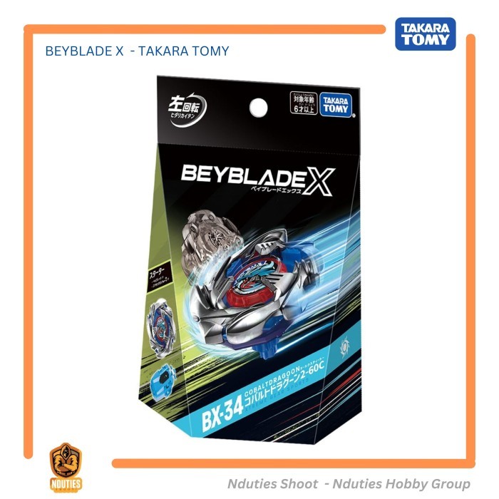 Jual BX-34 Beyblade X Cobalt Dragoon 2-60C + L String Launcher Takara Tomy | Shopee Indonesia