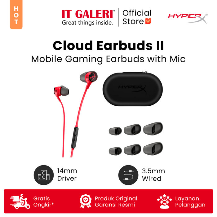 Jual HyperX Earbuds Gaming Cloud Earbuds II With Mic | Shopee Indonesia