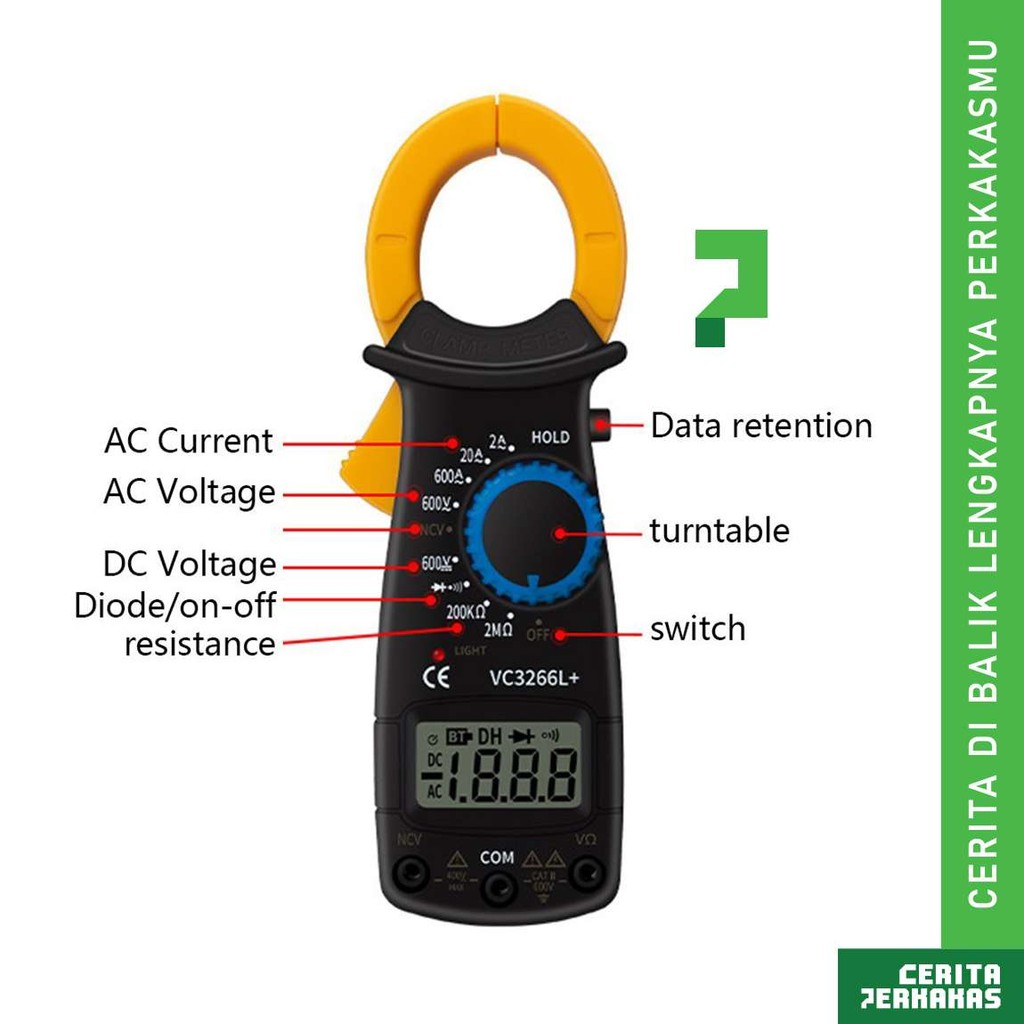 Jual Ampere Tang Digital VC3266L NCV CP / Clamp Meter VC 3266 L / Ampermeter / Multimeter ...