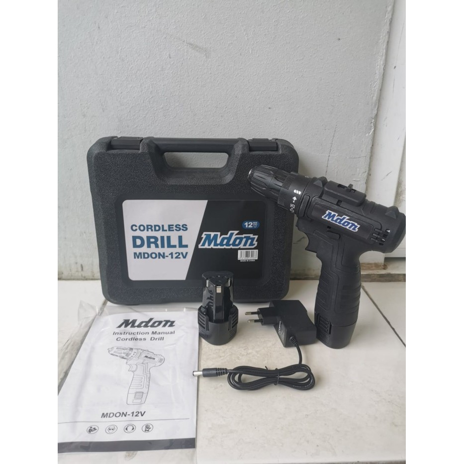 Jual MDON BIRU 12V SET Bor Obeng Bor 2 Baterai 12 Volt Charger Cordless ...